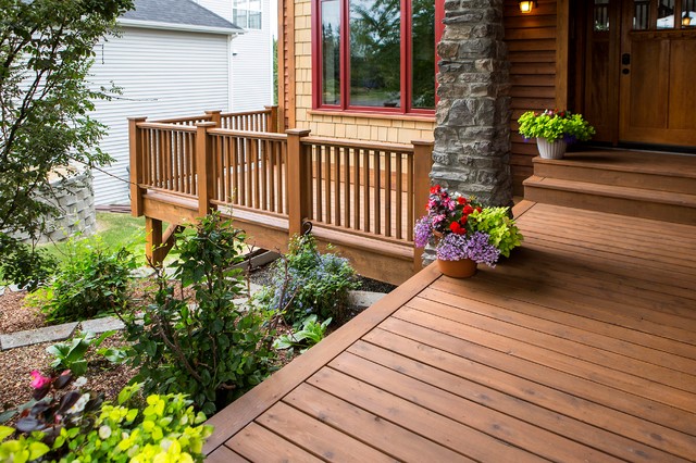 Rustic Entryway, Walkway and Back Decks with Trex Decking and Cedar Railing - Rustic - Deck ...