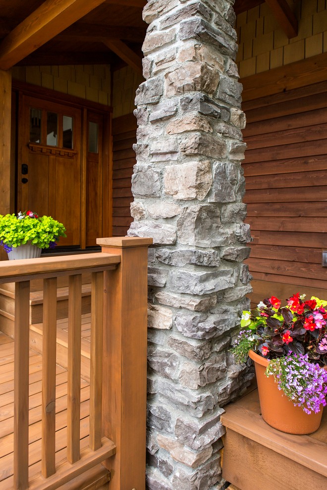Rustic Entryway, Walkway and Back Decks with Trex Decking and Cedar ...