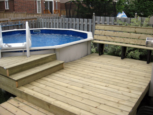 Small deck surround for above ground pool - Traditional - Deck - Ottawa ...