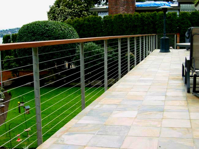 Stainless Steel Posts, Wood Top Rail & Cable Infill in Vancouver, WA ...