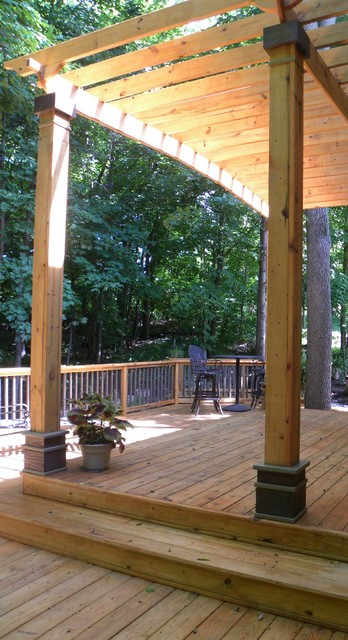 The woodland deck, bridge and fire pit - Contemporary - Deck - Chicago ...
