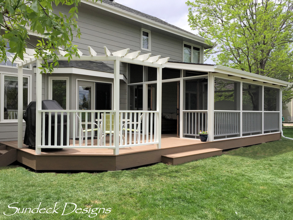Timbertech deck with screen room and arbor - Transitional - Deck ...