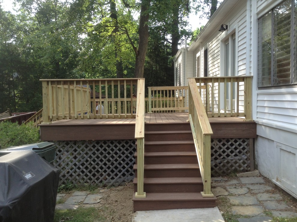 Timbertech Terrain Deck (Brown Oak) with pressure treated decking ...