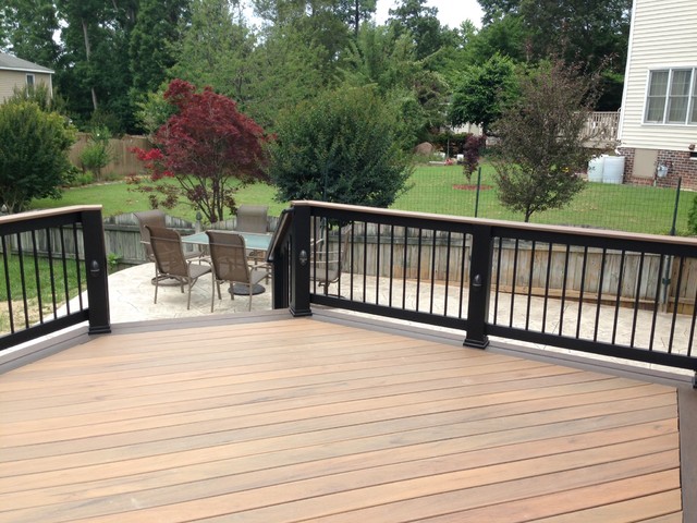 Timbertech Tigerwood Deck and Stamp Concrete Patio - Terrace - Richmond ...