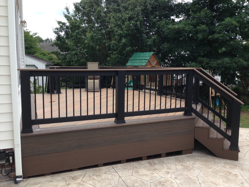 Timbertech Tigerwood Deck and Stamp Concrete Patio - Terrace - Richmond ...