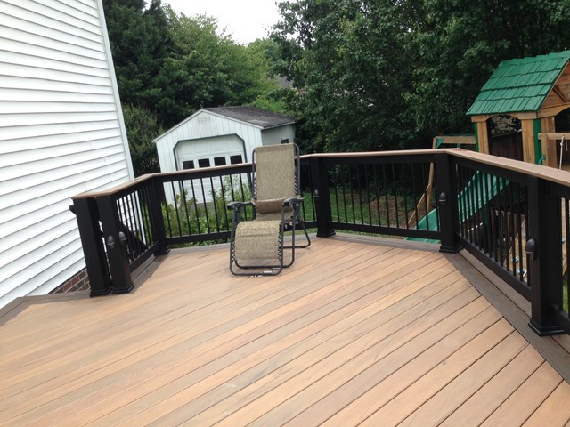 Timbertech Tigerwood Deck and Stamp Concrete Patio - Terrace - Richmond ...