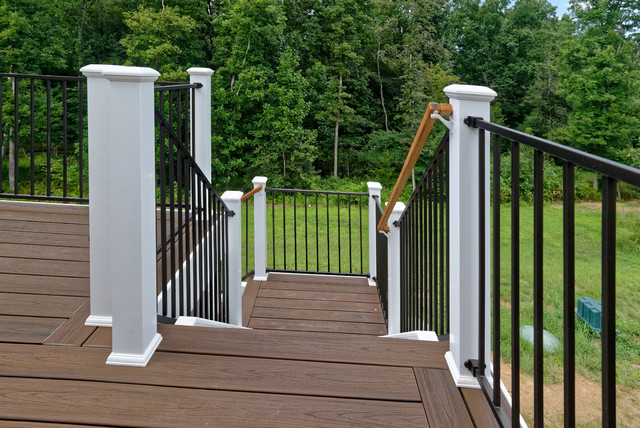 Transitional TimberTech Deck with White and Black Contrast Railing ...