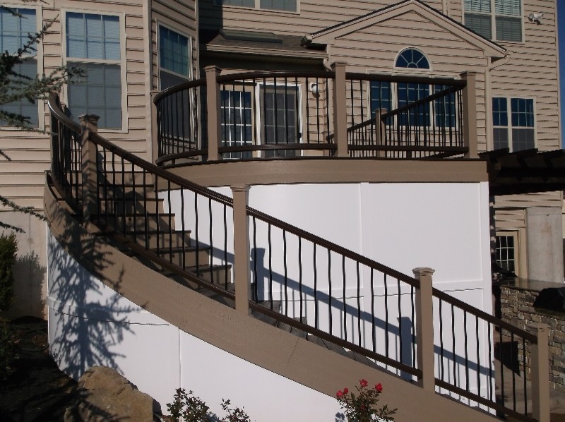 Trex Deck Design with Rope Swing Stairs to Patio - Traditional - Deck ...