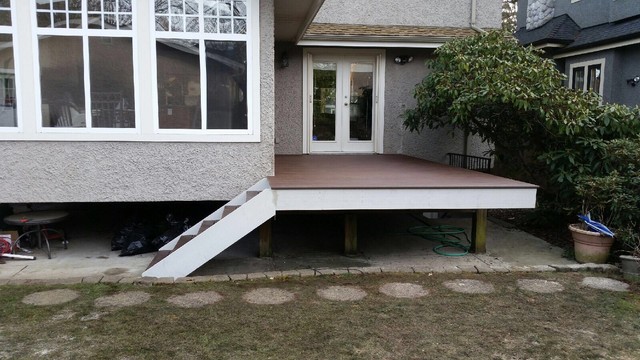 Trex Lava Rock deck with hydropressed natural sandstone patio - Terrace ...