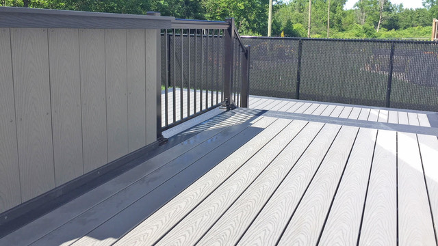Trex Select Pebble Grey and Winchester Grey Deck with Black Aluminium ...