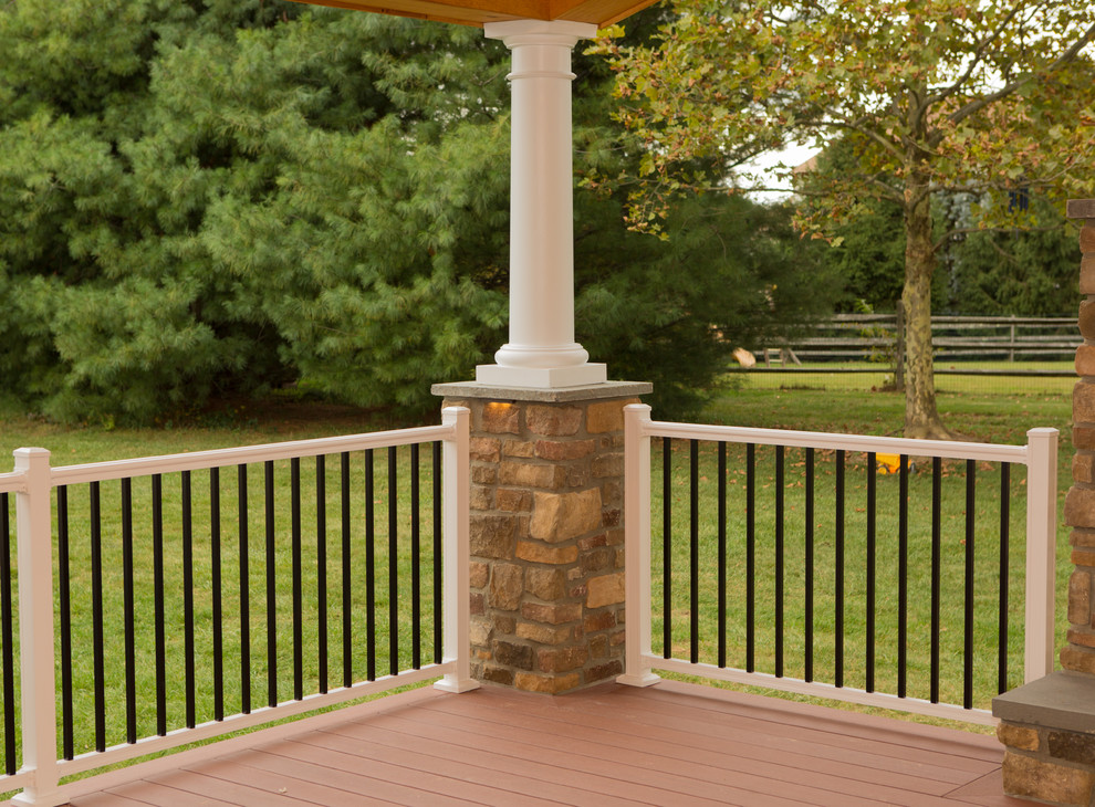 Two tier deck with stone fireplace - Traditional - Deck - Other - by ...