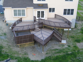 Unbelievable multi-level Trex deck looks like a leaf - Asian - Deck ...
