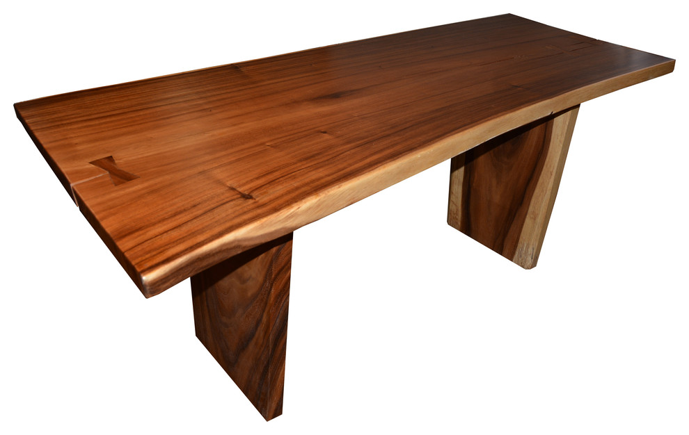 #1888 Live Edge Solid Wood Suar Slab Dining Table w/ Slab Leg Base 71 ¾ ...