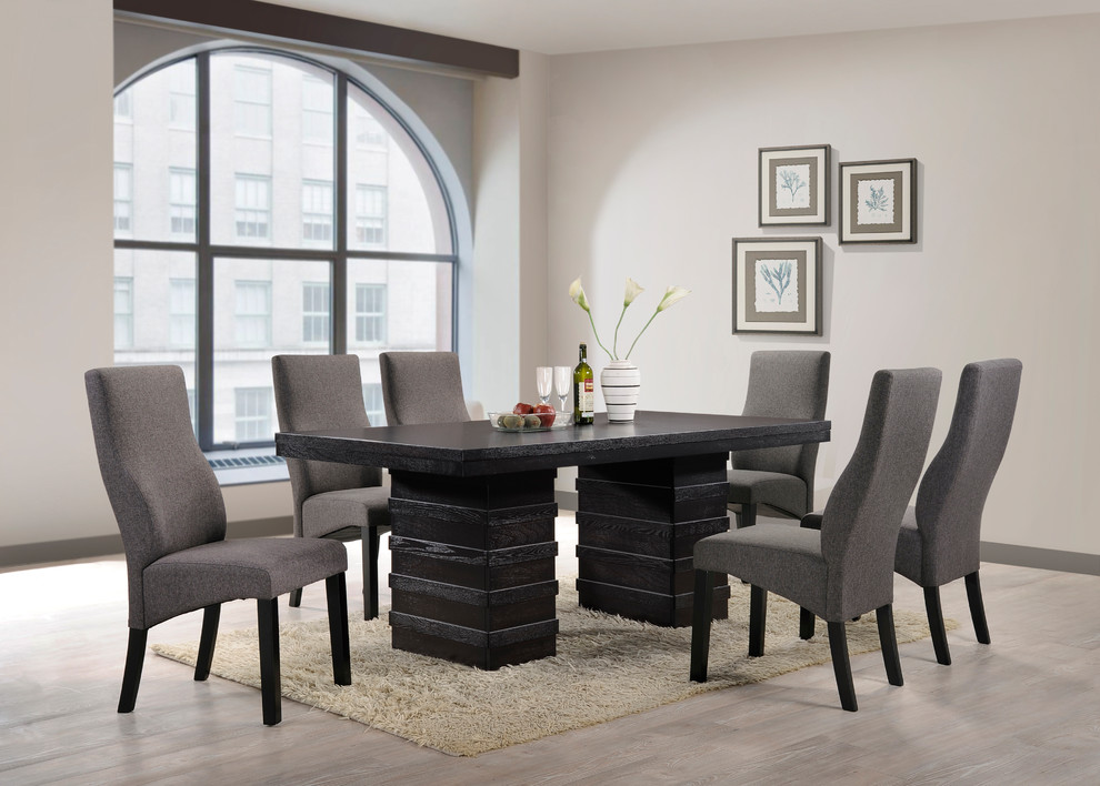 7 Piece Cappuccino Wood Rectangle Kitchen Dinette Dining Table & 6 G ...