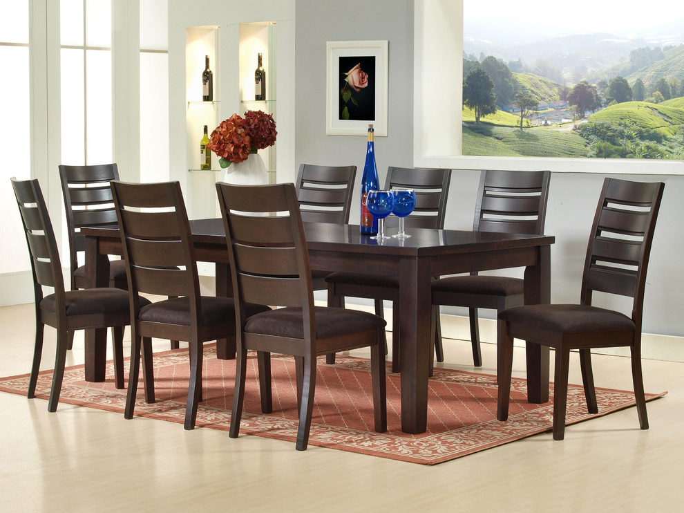 9 Piece New Martini Espresso Wood Dinette Dining Room Table & 8 Side ...