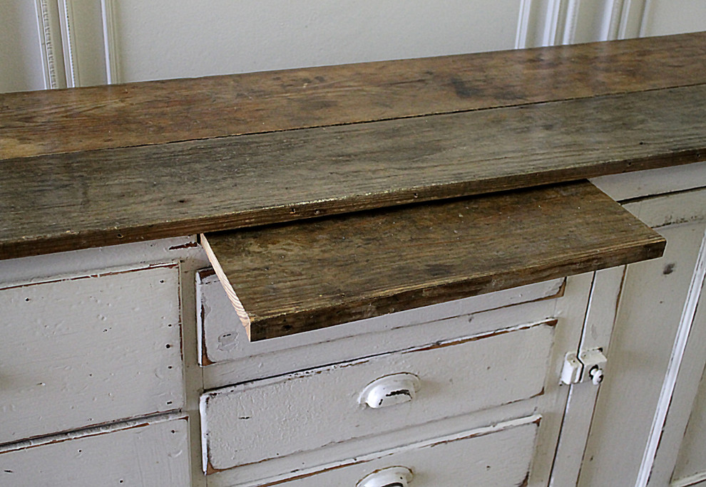 Antique Primitive European Farmhouse Style Buffet Server with Wood Top ...
