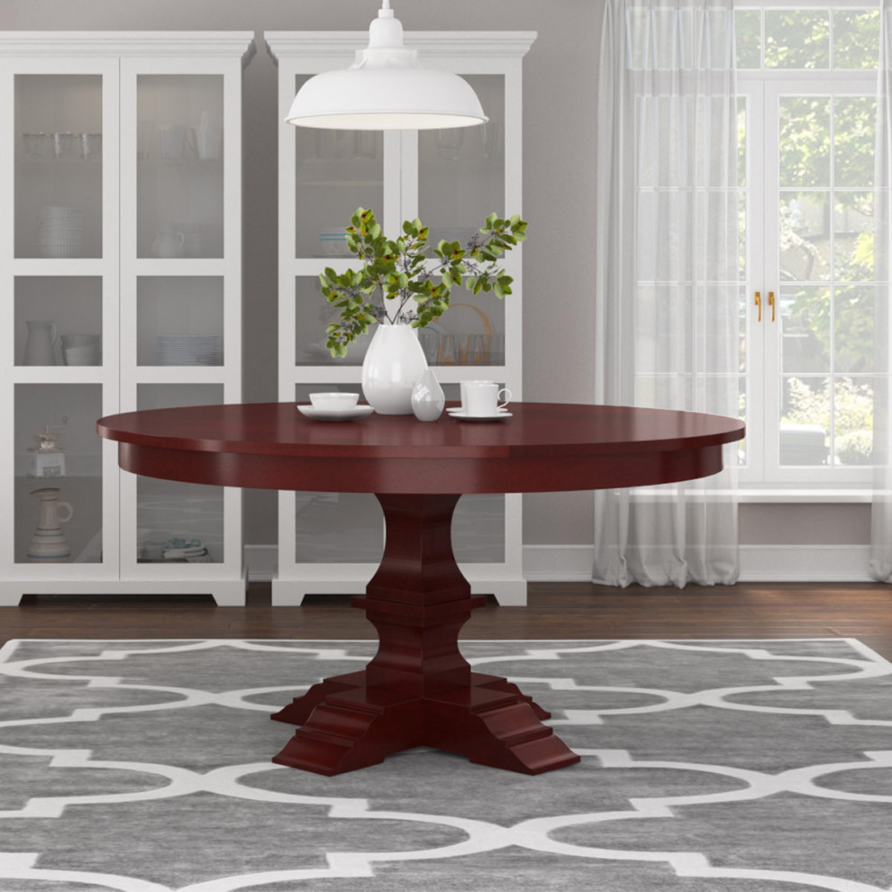 Aripeka Solid Mahogany Wood Pedestal Round Dining Table - Dining Room ...