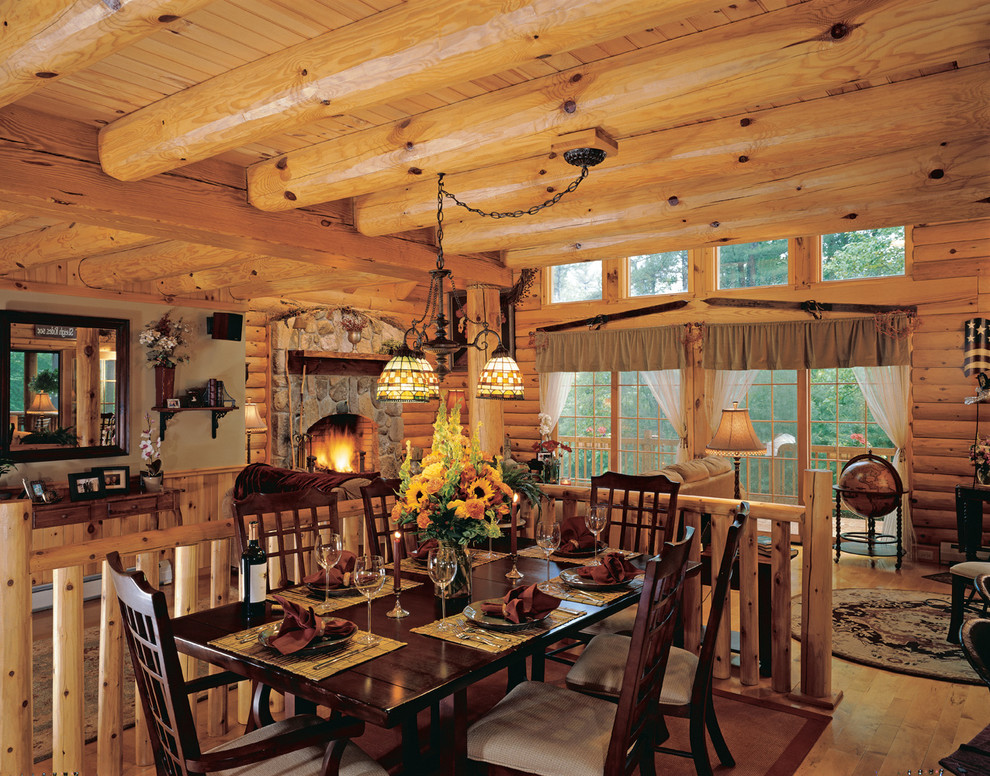 Belchertown Log Home (9385) - Traditional - Dining Room - Boston - by ...