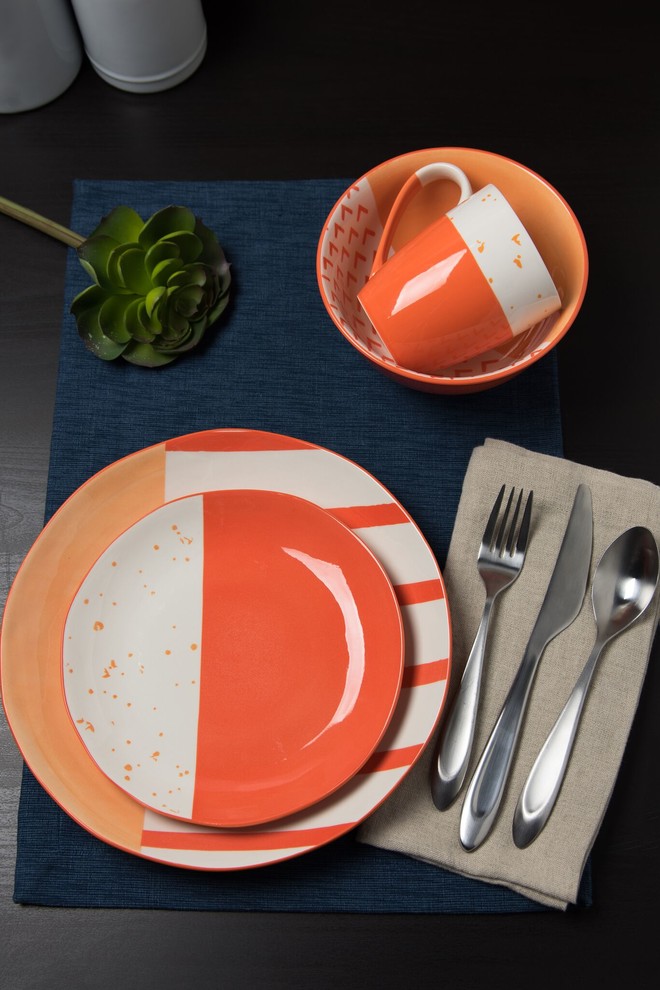 Bliss Mix and Match Dinnerware in Tangerine - Contemporary - Dining ...
