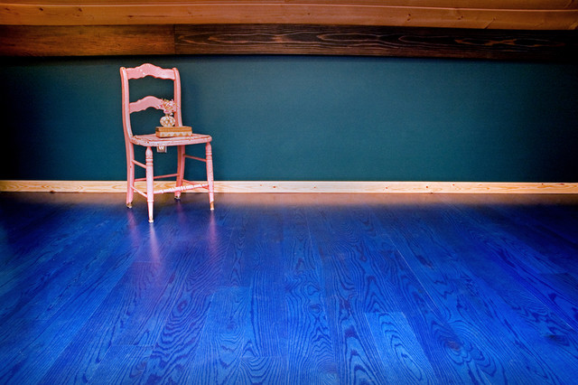 Blue Dye Red Oak Flooring - Contemporain - Salle à Manger - San ...