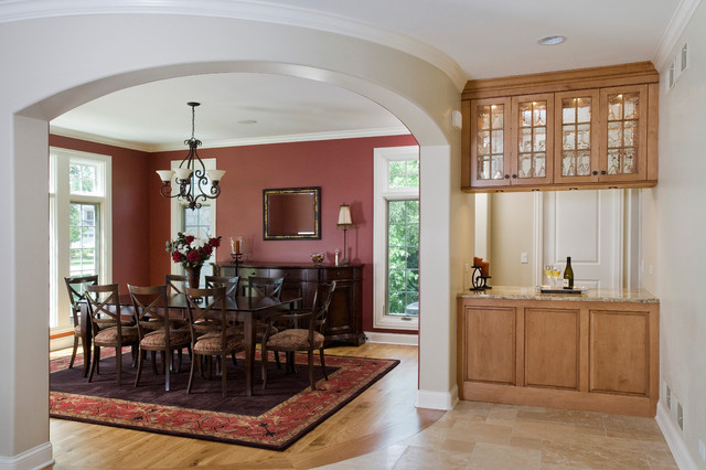 Butlers Pantry Abuts Complex Curve on Arched Opening to Dining Room ...