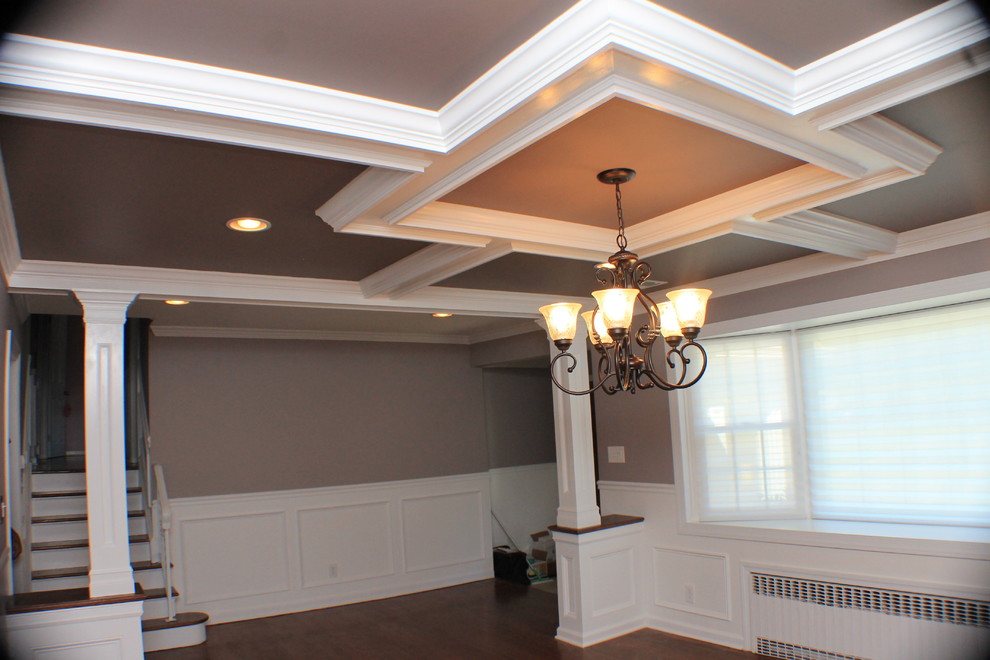 Coffered Ceiling and Wainscott and custom columns - Traditional ...