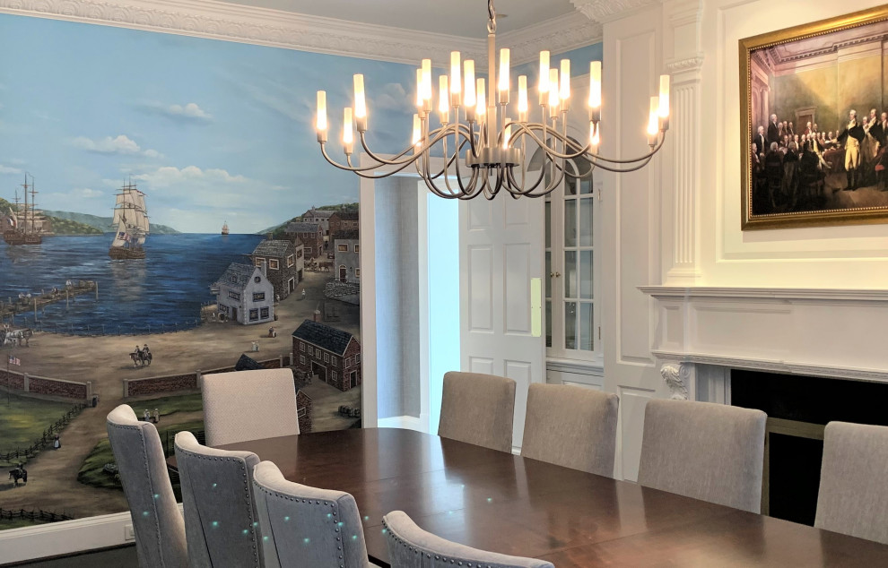 Colonial-Revolutionary Murals, hand painted throughout a dining room ...