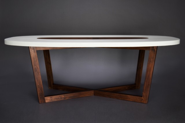 Concrete and walnut 'super-ellipse' dining table - Modern - Dining Room ...