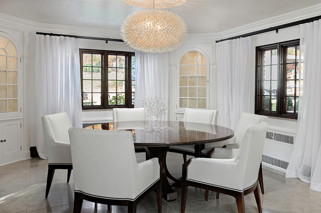 Contemporary Tudor Dining Room in Glass and High Gloss Walnut ...