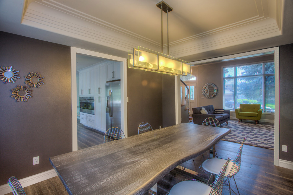 Craftsman Style Dining Room with Wood Dining Room Table and Industrial ...
