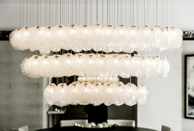 CRYSTAL SHELL | Custom Blown Glass Dining Room Chandelier | Modern ...