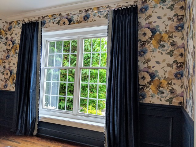 Custom Drapery & Dining Room Wallpaper/Paint Update - Transitional ...