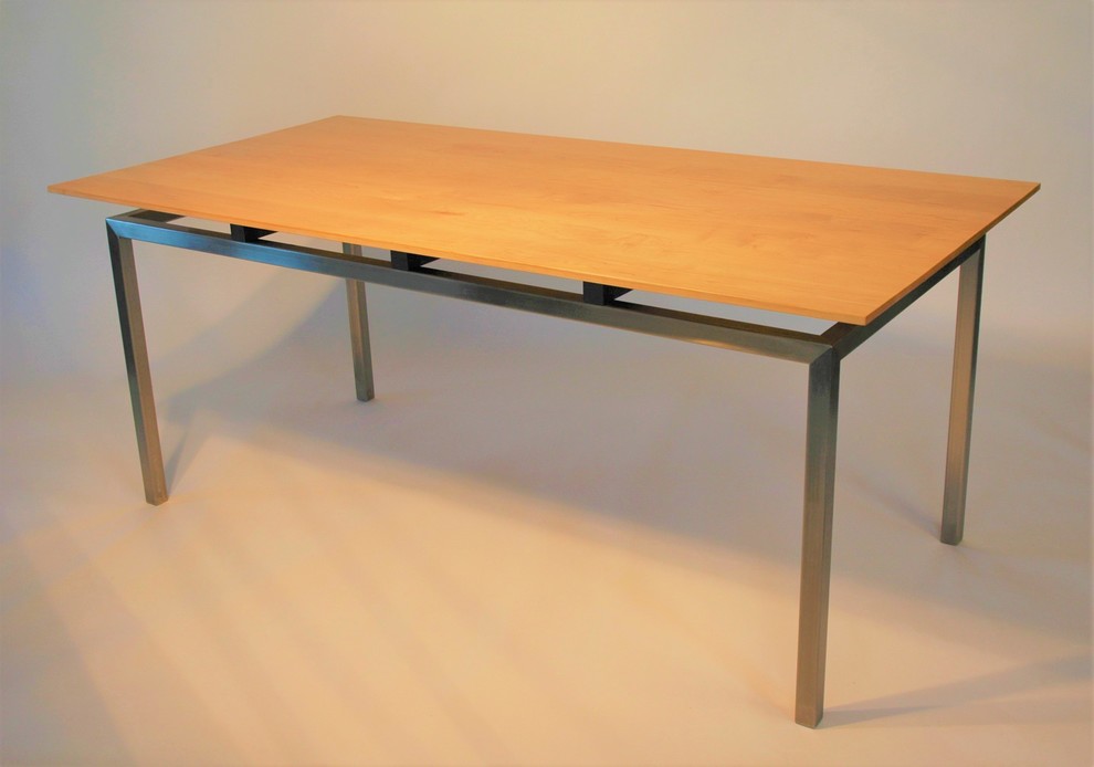 Custom Solid Maple Table with Stainless Steel Base - Contemporary ...