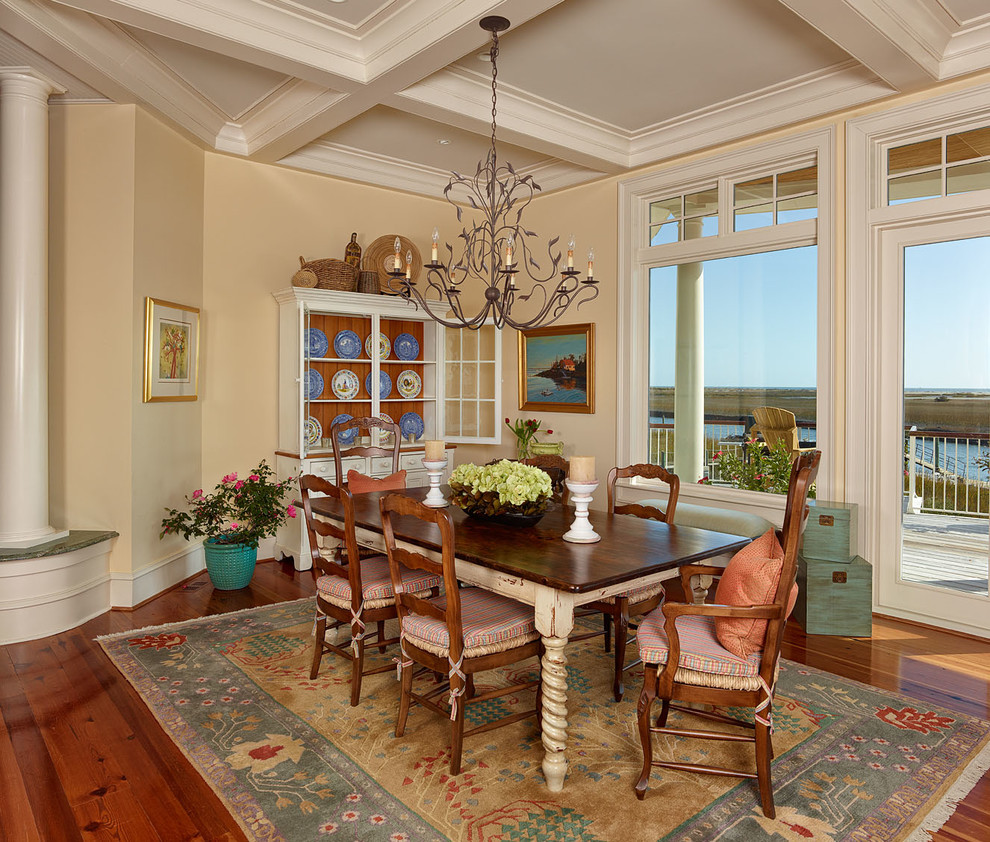 Dining Room with Coffered Ceiling - Transitional - Dining Room ...