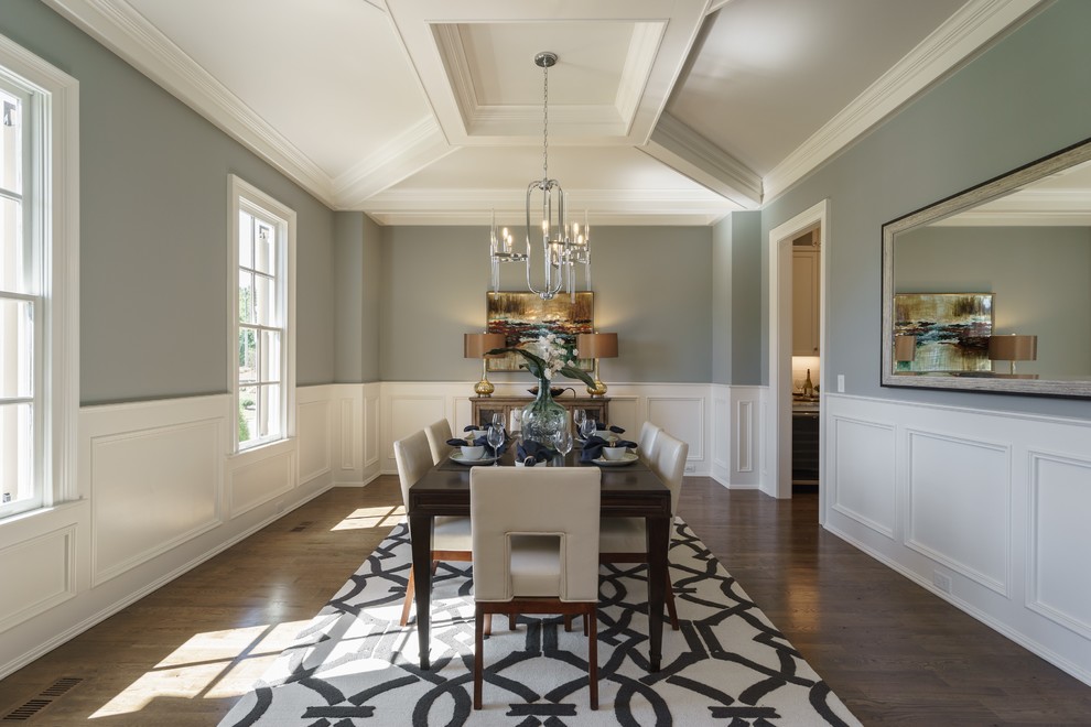 Dining Room with Coffered Ceiling - Transitional - Dining Room ...