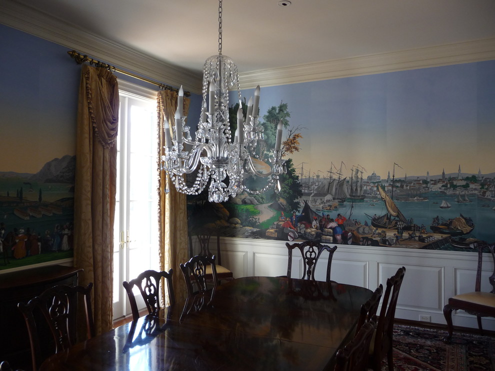 dining room with mural wall paper - Traditional - Dining Room ...