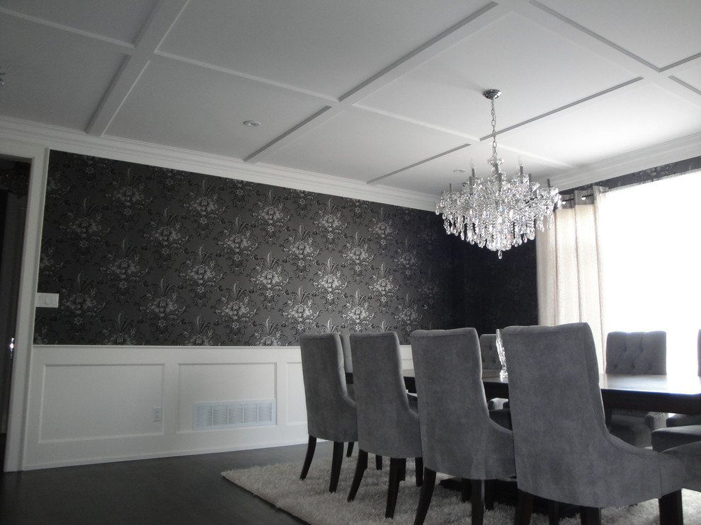 flat Waffle Ceiling, Extended Crown mouldings, Wainscoting, - Comedor ...