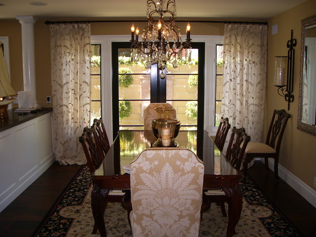 Goblet Pleated Sheer Drapery - Traditional - Dining Room - Orange ...