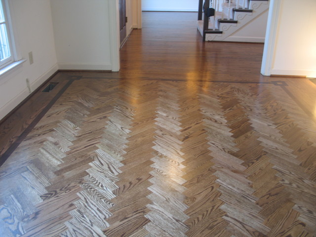Herringbone with Walnut Border - Estilo Craftsman - Comedor - Otras ...