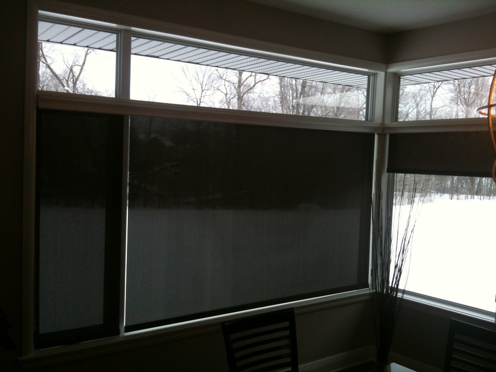 Hunter Douglas Roller Screen with Wood Valance - トランジショナル - ダイニング - オタワ ...