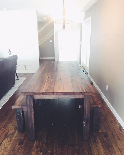 Lake Cabin Dining Table & Benches - Rustic - Dining Room - Minneapolis ...