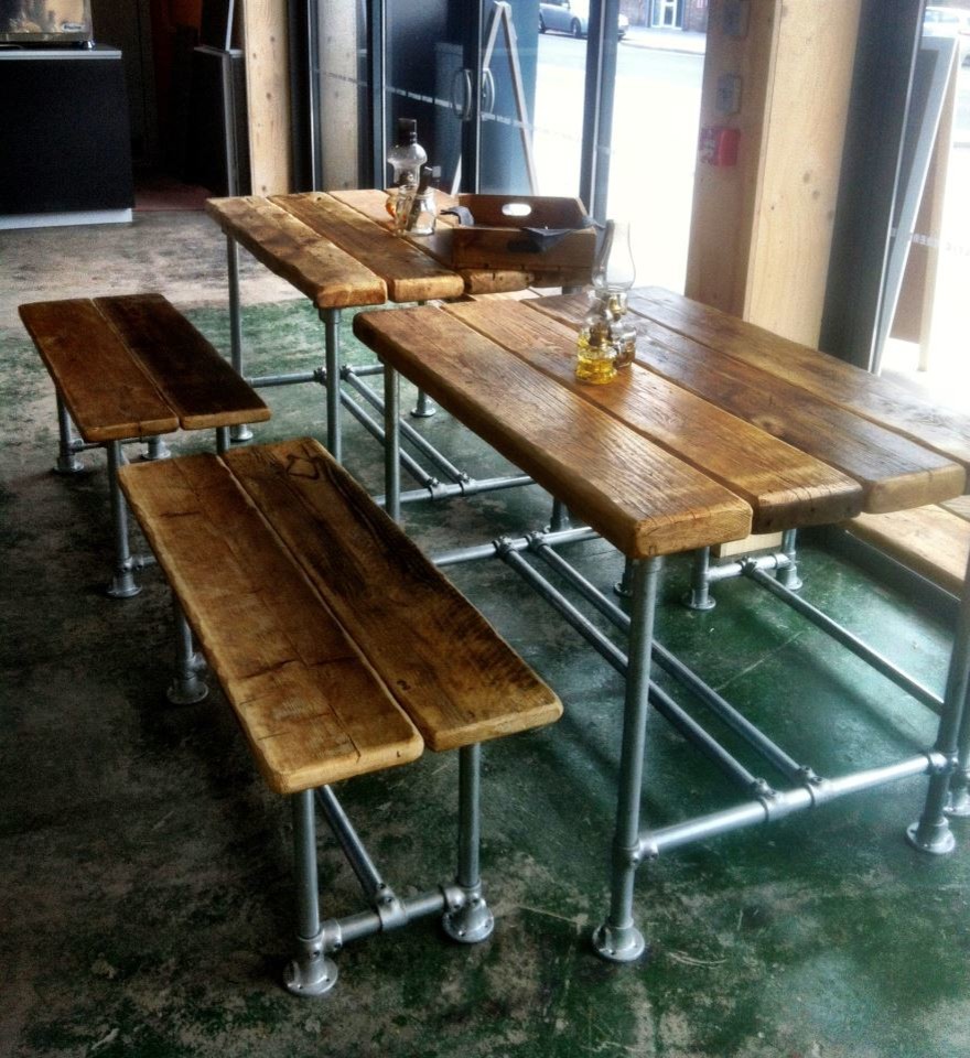 Large Reclaimed Scaffold Dining Table and Benches - Industrial - Dining ...