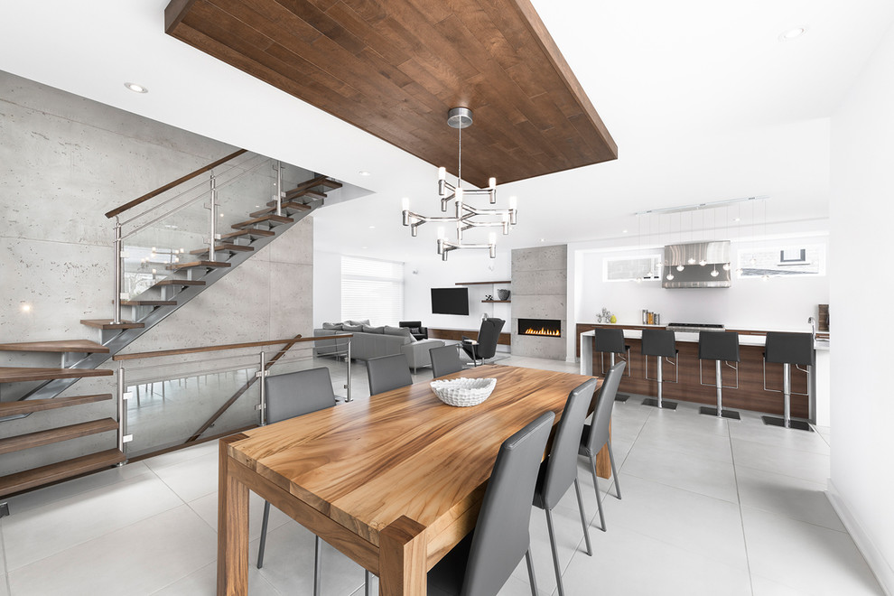 Modern dining room with concrete panel wall - Modern - Dining Room ...