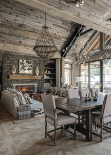 Modern Rustic Dining Room With Unique Lighting - Rustic - Dining Room ...
