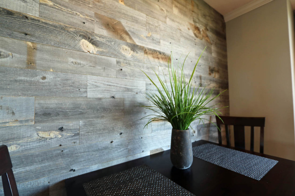 Modern Rustic Dining Room with Wood Accent Wall - Rustic - Dining Room ...