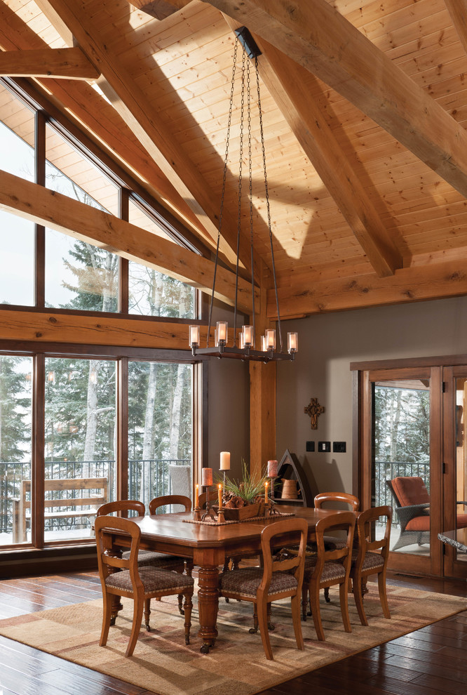 Mountain Timber Frame Home in Canada - Rustic - Dining Room - Edmonton ...