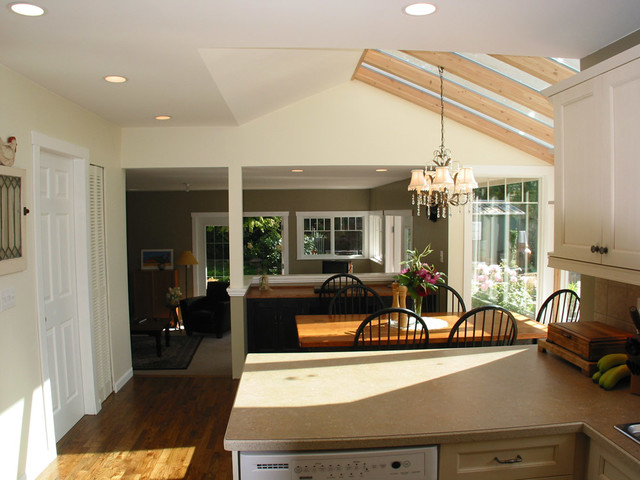 Open Concept Kitchen & Dining Area With Sky Roof - Traditional - Dining ...