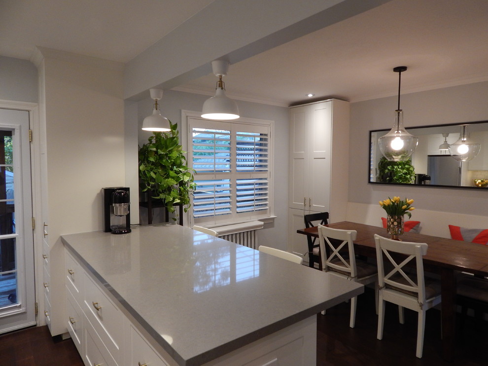 Open-Concept Kitchen - IKEA Grimslov White - Transitional - Dining Room ...