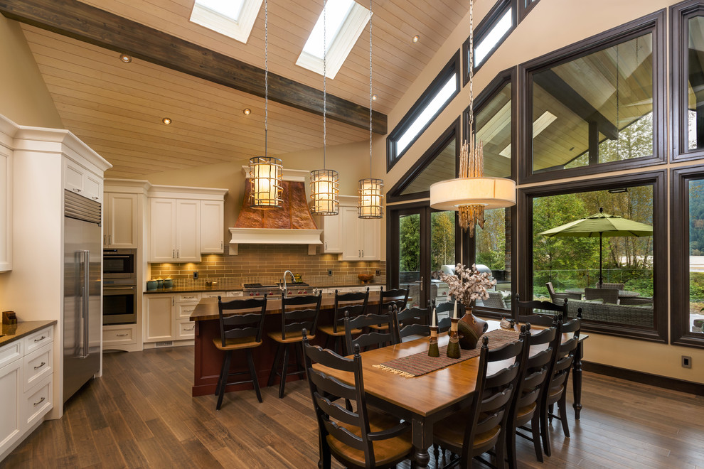 Open Concept Living & Dining With Vaulted Ceilings - Rustic - Dining ...