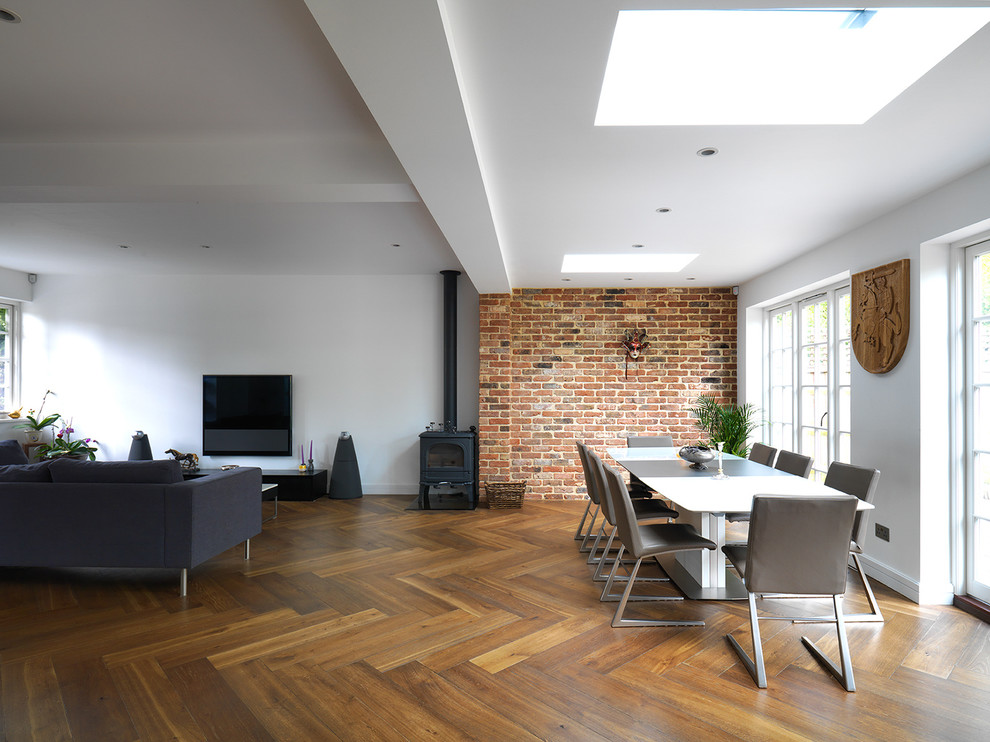 Oversized smoked oak parquet - Scandinavian - Dining Room - London - by ...